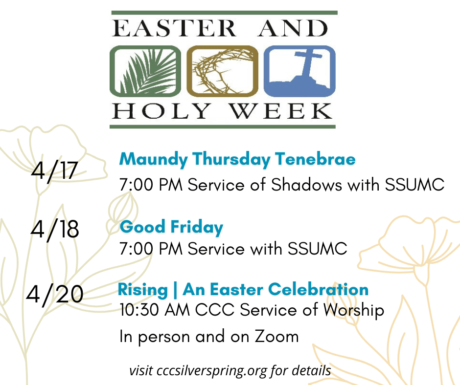 Holy Week and Easter at CCC – Christ Congregational Church